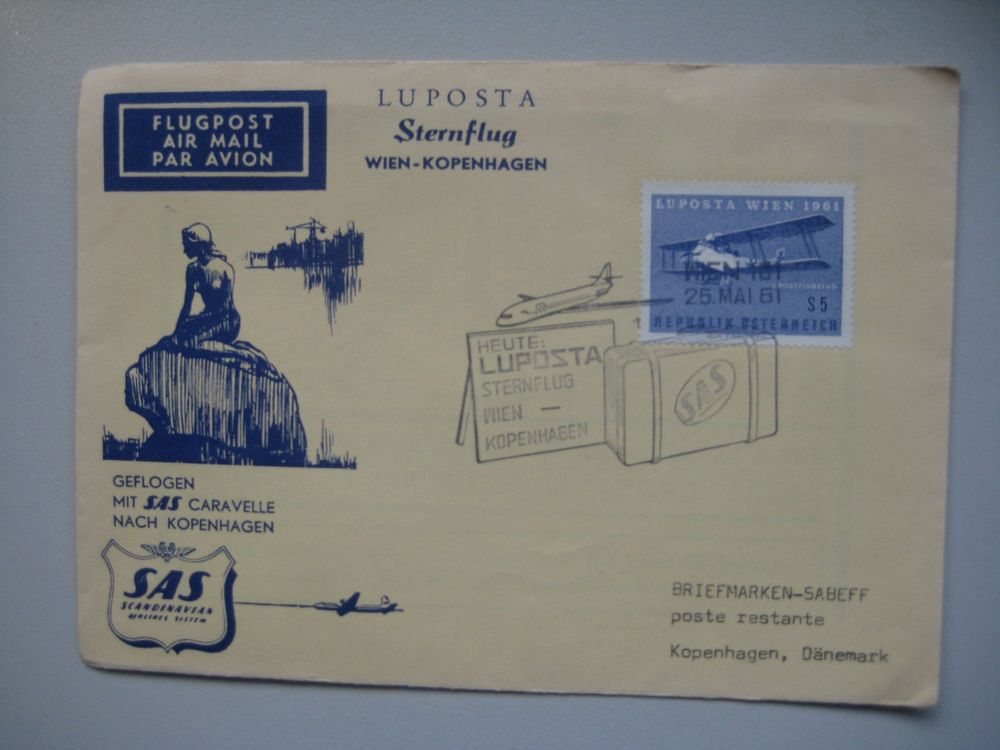 Flugbrief Wien - KOPENHAGEN 25. Mai 1961 (Gebraucht) in Wangs für CHF 1.5 – mit Lieferung auf ...