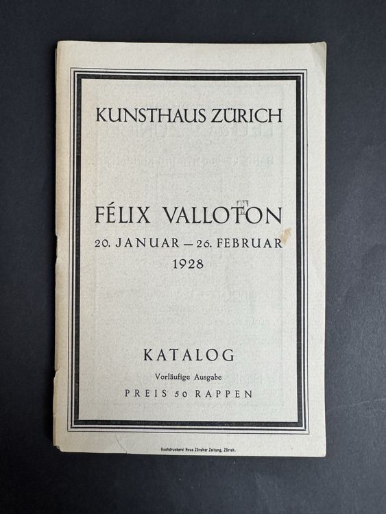 Catalogue Félix Vallotton Kunsthaus Zürich 1928 (Gebraucht) in Choulex für CHF 45 – mit ...