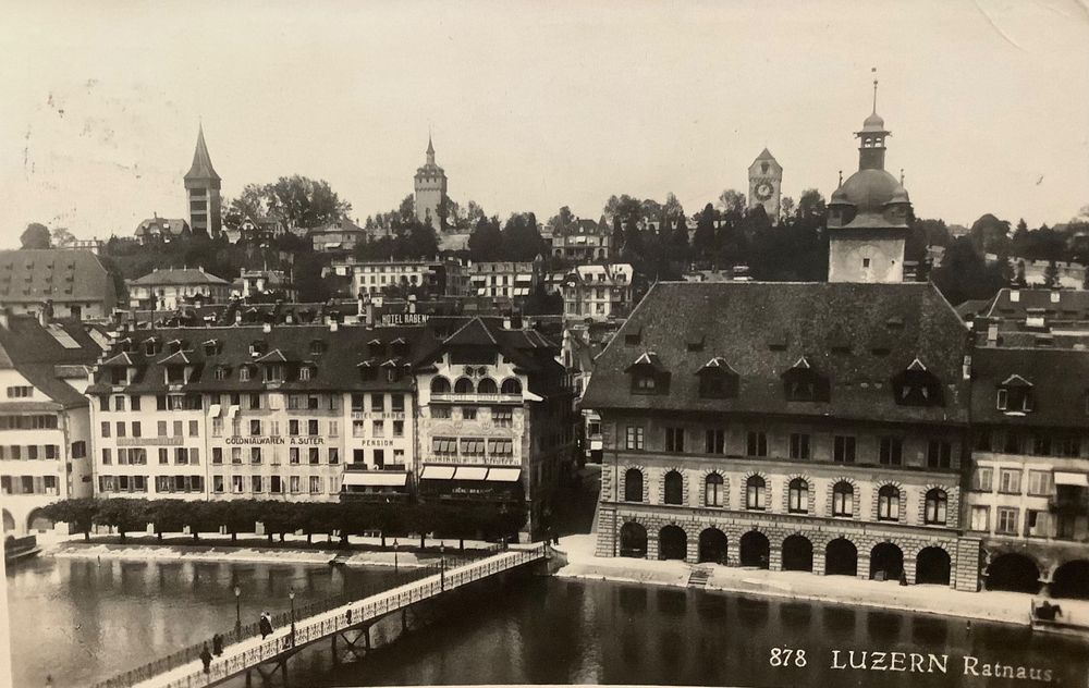 1932 - Alte Foto AK - Luzern Rathaus & Museggtürme (Gebraucht) in Root für CHF 2 – mit Lieferung ...