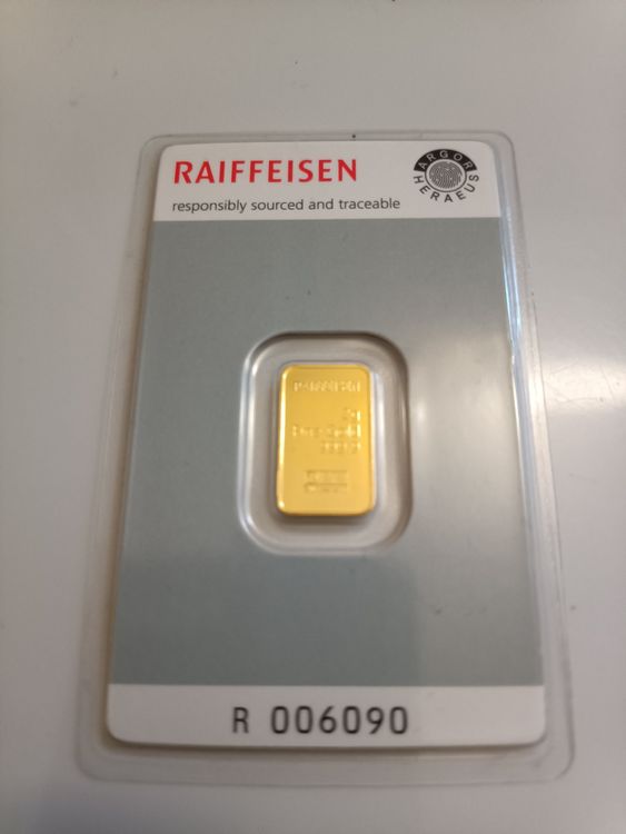 2 gramm Goldbarren Raiffeisen 999.9 (Neu und originalverpackt) in Full-Reuenthal für CHF 140 ...