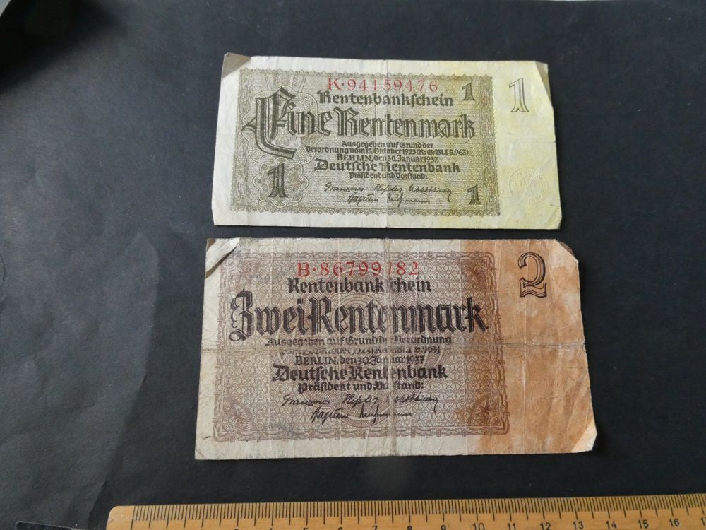 Dt. Reich 1937, Set 1 und 2 Rentenmark (Gebraucht) in für CHF 1 – mit ...