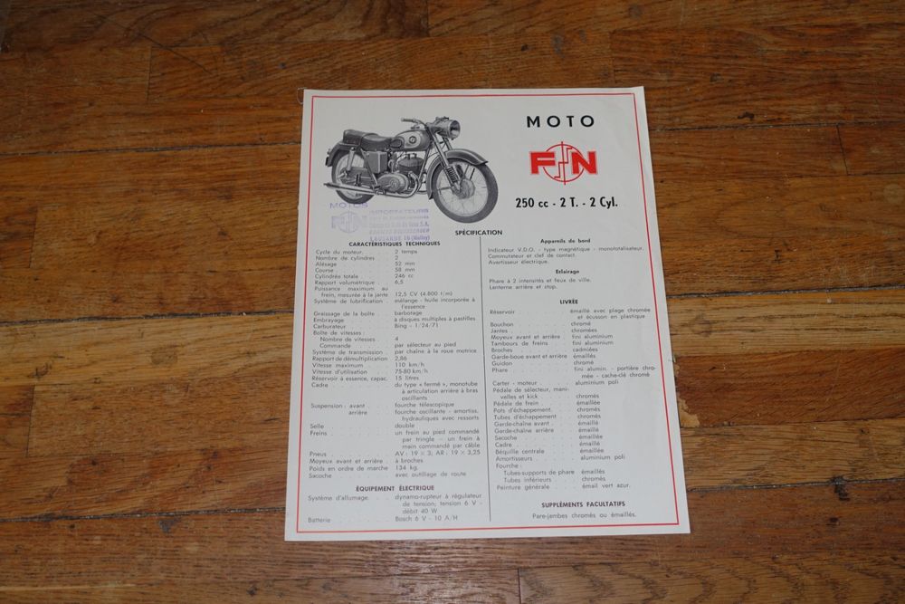 MOTO FN 250 / 175 BROCHURE OLDTIMER VINTAGE | Kaufen auf Ricardo