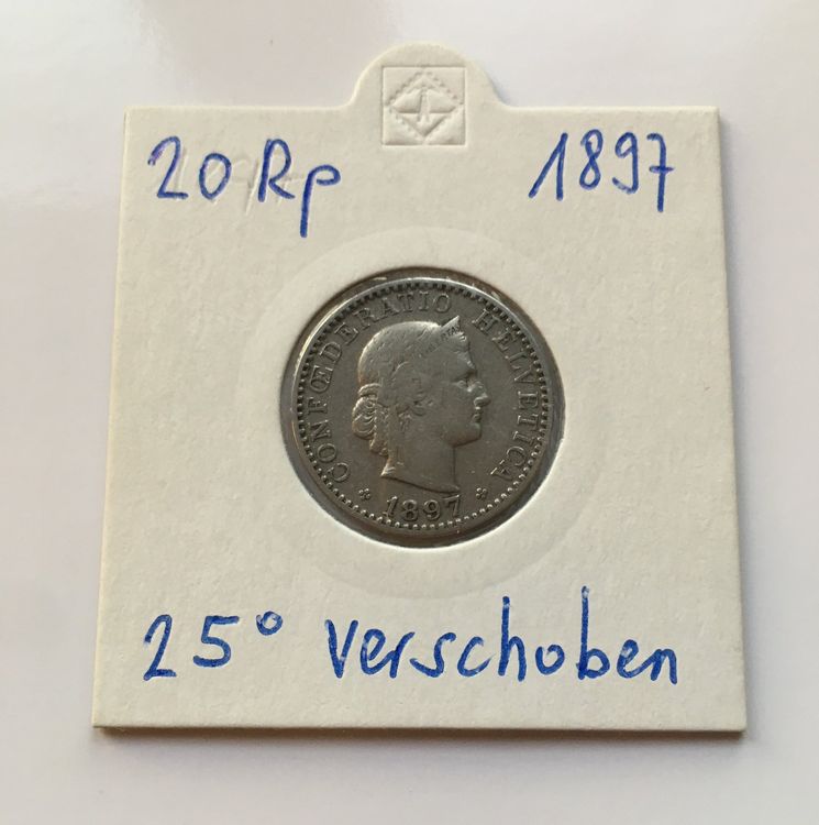 1897 20 Rappen Abart 25° verdreht (Gebraucht) in Kirchberg SG für CHF 32.5 – mit Lieferung auf ...
