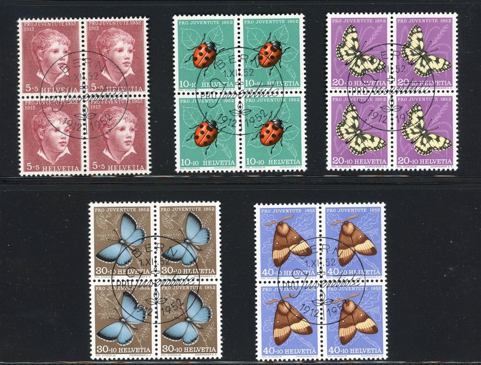 PJ 1952, 4er Block Satz Ersttag (J143-J147) (Gebraucht) in Thun für CHF 12 – mit Lieferung auf ...