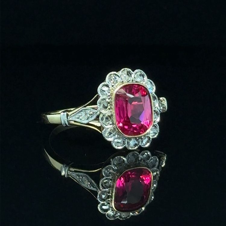Art Deco Ring Rubin Diamanten 750 Gold | Kaufen auf Ricardo