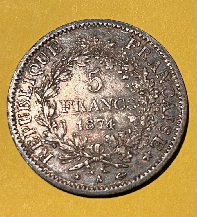 Silbermünze 5 Francs 1874 A Frankreich République Française (Gebraucht ...