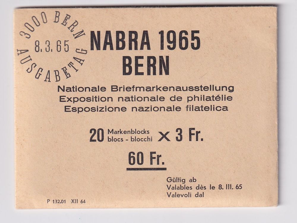 CH, 1965, NABRA Bern 20 Blocks, 1. Tag | Kaufen auf Ricardo