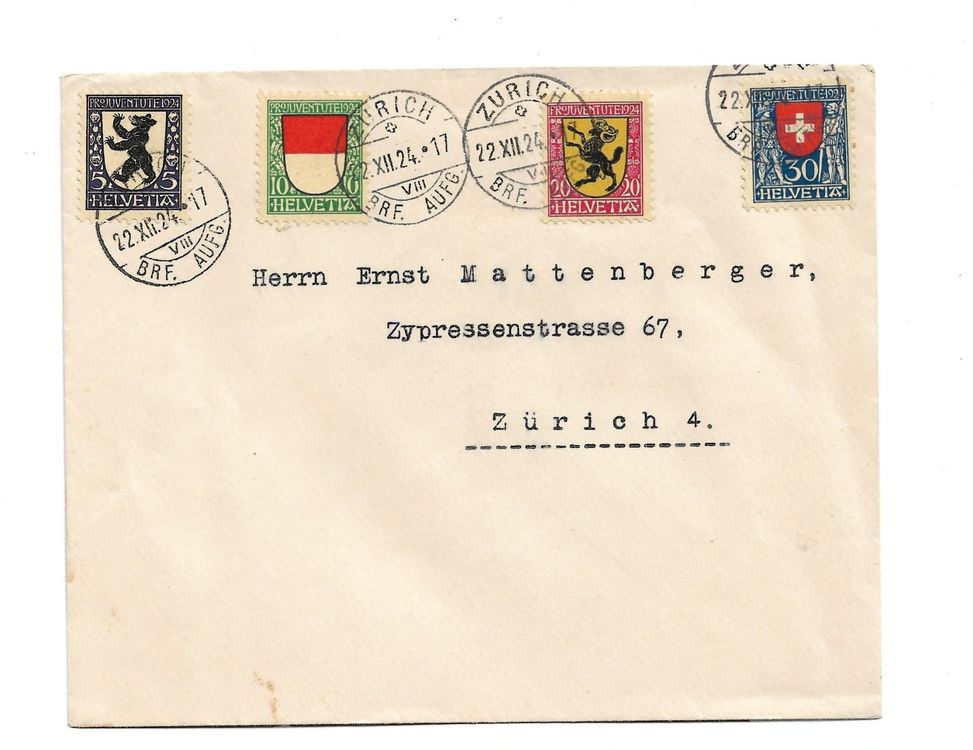 Pro Juventute 1924 Satzbrief einzeln gestempelt Zürich | Kaufen auf Ricardo