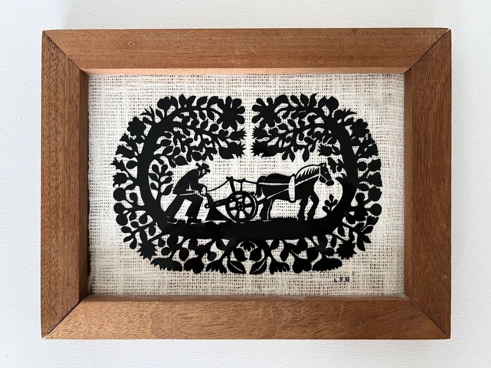 Scherenschnitt signiert L.F.R - unter Glas gerahmt 26x19 cm | Kaufen auf Ricardo