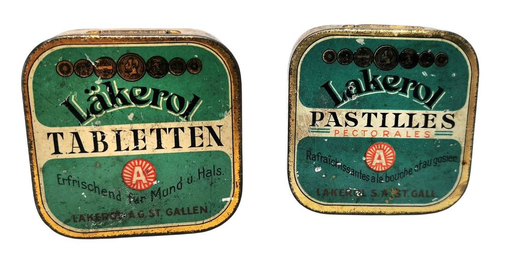 boîte ancienne 2x Läkerol Pastilles Tabletten Blechdose RARE (Gebraucht ...