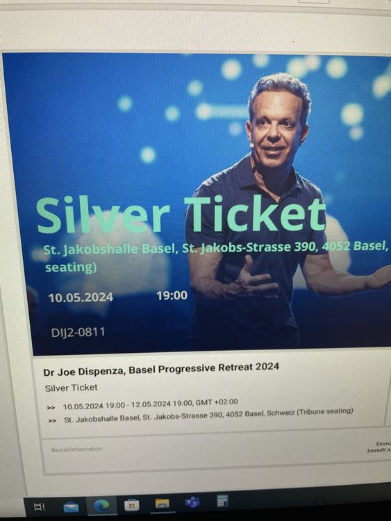joe dispenza basel 2024 silber ticket | Kaufen auf Ricardo