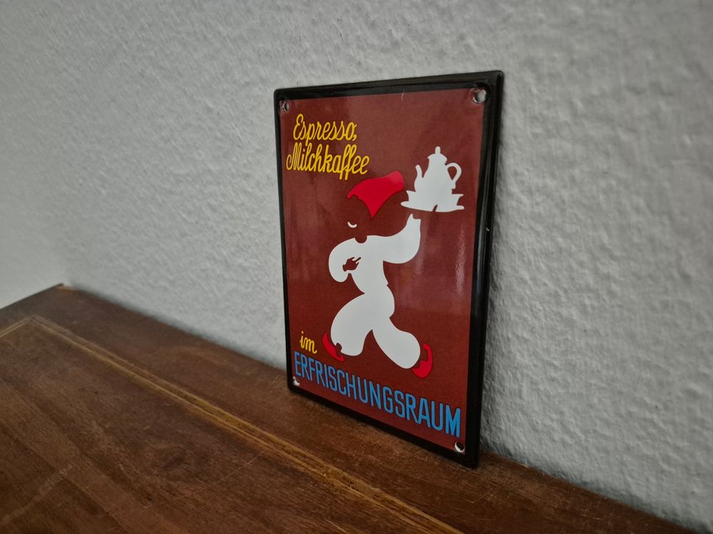 Emailschild Espresso Milch Kaffee Logo Emaille Schild Retro (Neu ...