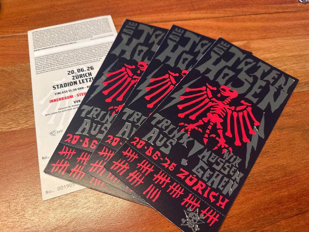 1-4x Tickets Zürich Stehplätze Die Toten Hosen DTH SA 20.06. (Neu ...