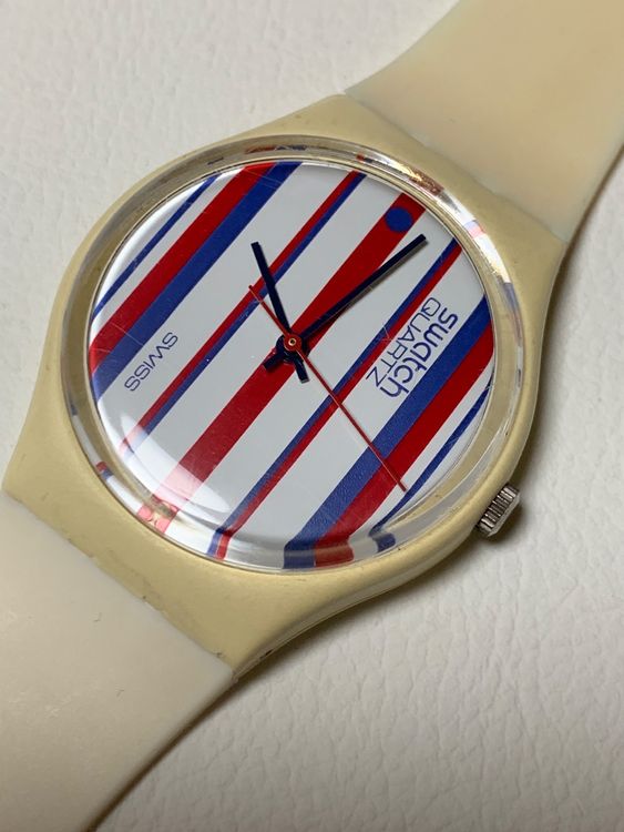 Swatch*VINTAGE*GW101* TENNIS STRIPES*1983*NEUWERTIG*RARITÄT | Kaufen ...
