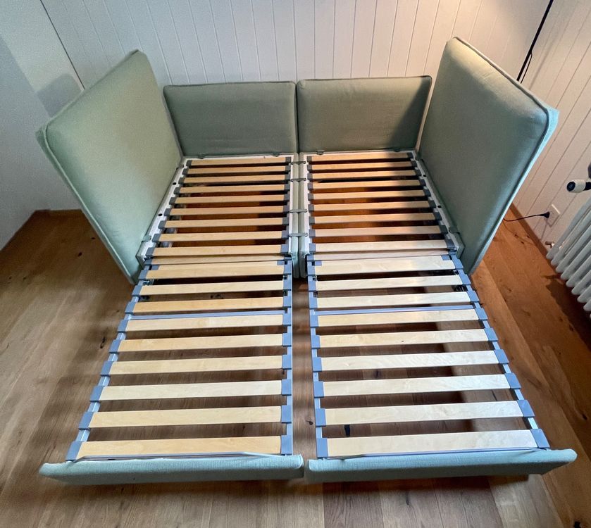 IKEA VALLENTUNA 2 SITZELEMENT & 2 BETTSOFAS – HILLARRED GRÜN (Gebraucht ...