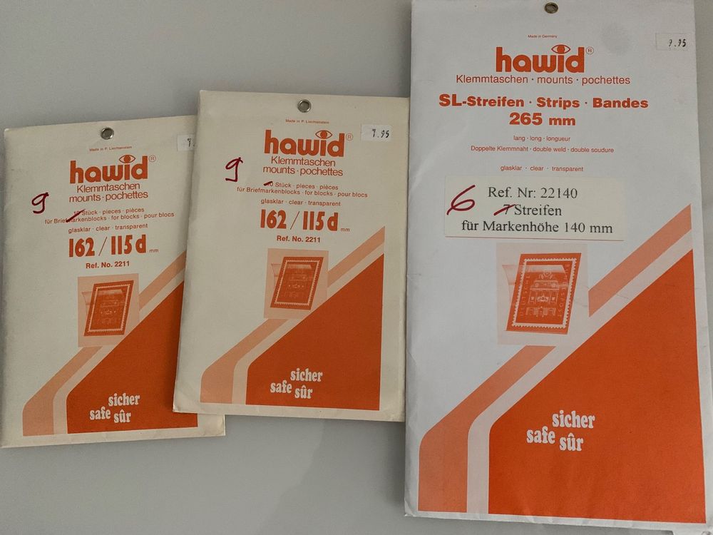Hawid Klemmtaschen / Restposten Briefmarkenzubehör; Fr. 1.— | Kaufen ...