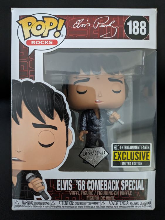 Funko Pop! Elvis 68 Comeback Special #188 Diamond Collection (Neu und ...