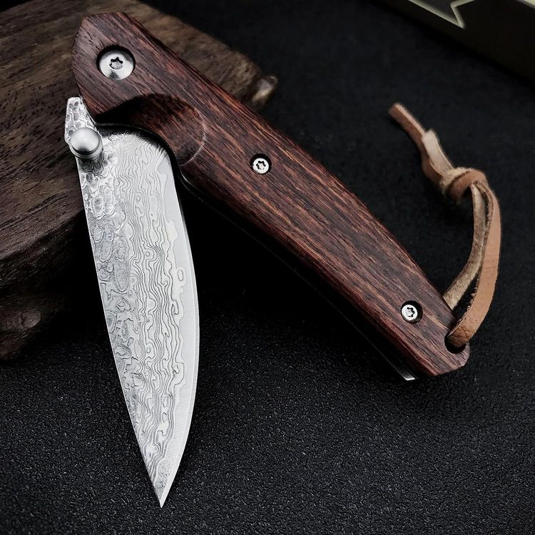 Praktisches Sackmesser Damast Holz 12cm Klinge 7cm Messer (Neu und ...