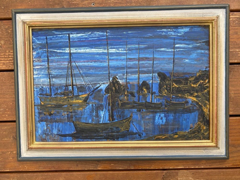 Ölbild Schiffe in der Bucht | Kaufen auf Ricardo