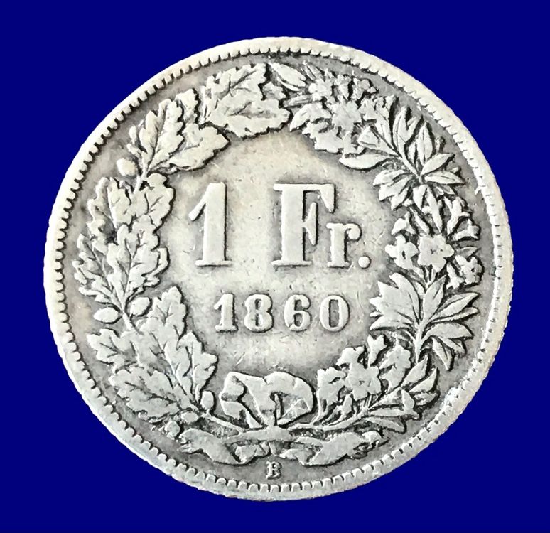 Schweiz 1 Franken Silber Jahrgang 1860 B (Gebraucht) in Winterthur für CHF 176 – mit Lieferung ...