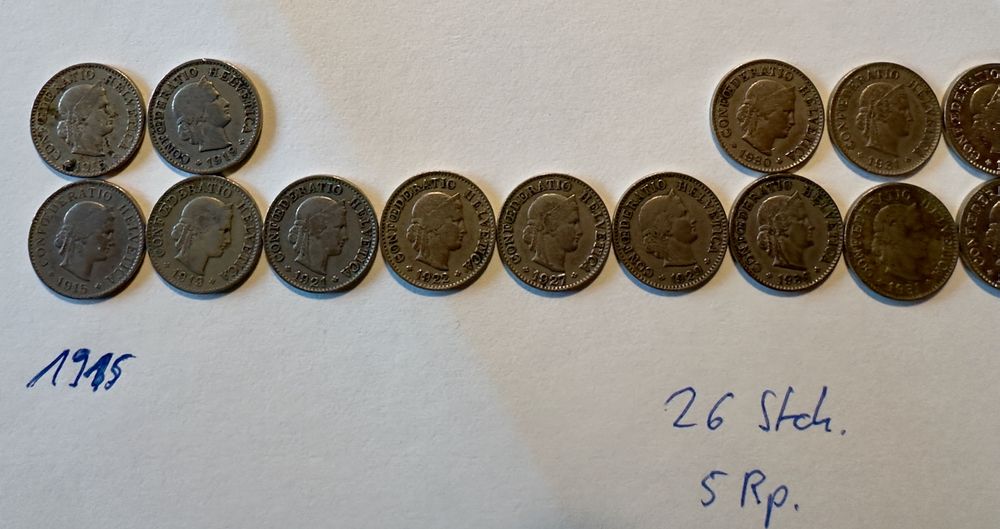 Alte Schweizer Münzen 5 Rp. (Gebraucht) in Winterthur für CHF 2 – mit Lieferung auf Ricardo kaufen