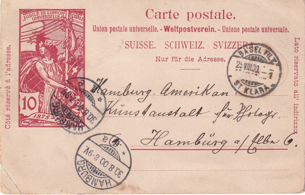Carte postale+++WELTPOSTVEREIN+++10, Basel-Hamburg (Gebraucht) in ...
