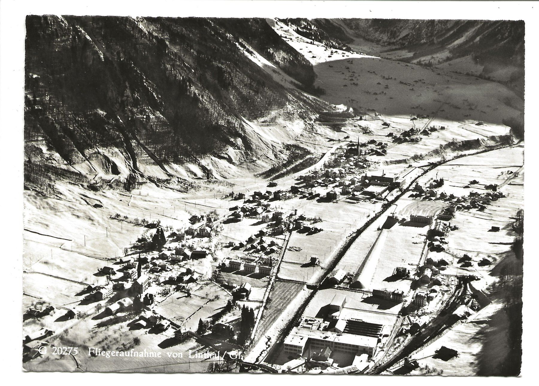 Linthal (GL) Winter-AK - Flugaufnahme von P. Zaugg - um 1950 (Gebraucht ...