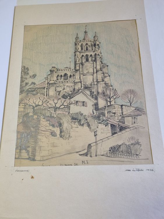 Lausanne Max Sutterlin 1936 Zeichnung auf Pergament (Gebraucht) in ...
