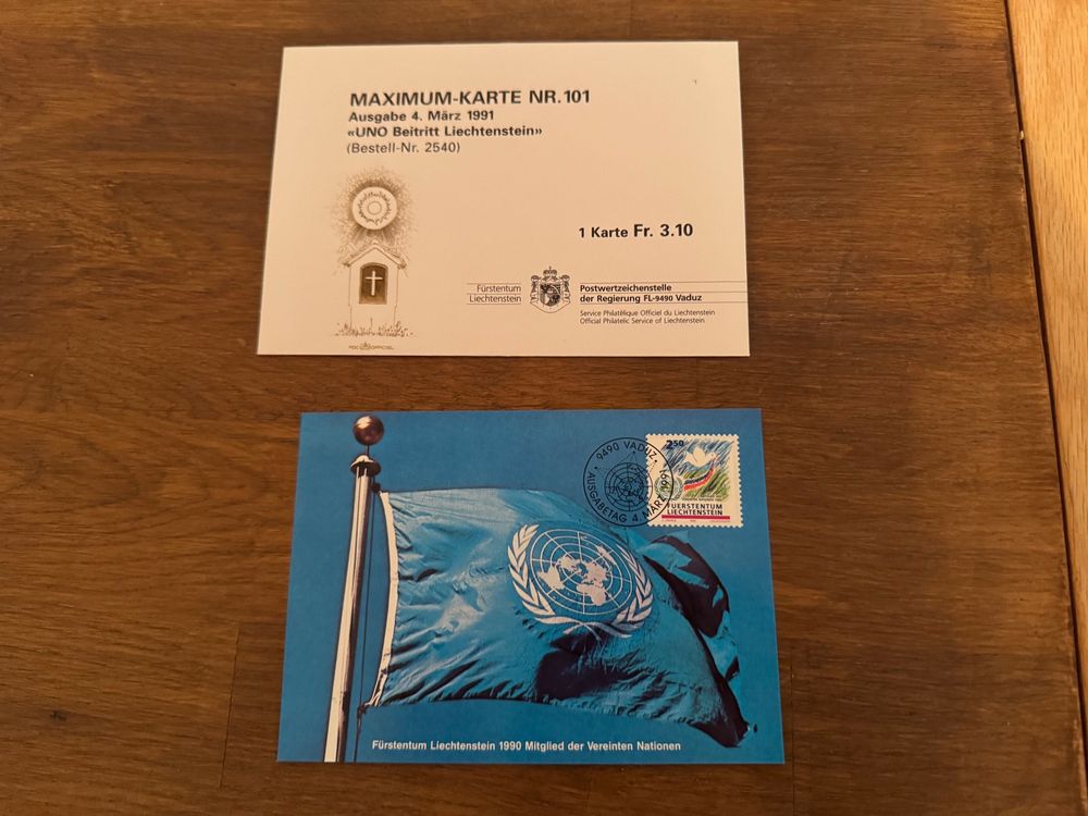 Maximum-Karten Nr. 101 ,,UNO Beitritt'' Liechtenstein | Kaufen auf Ricardo