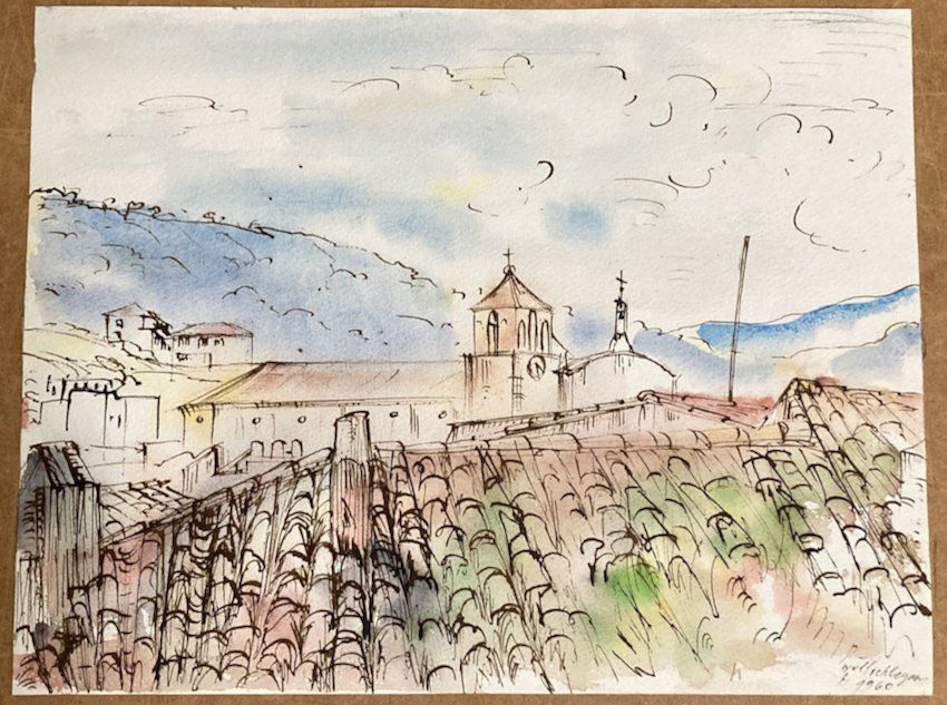 Aquarell Südliches Dorf von Hans Wullschleger (ID b3341) (Gebraucht) in Gelterfingen für CHF 40 ...