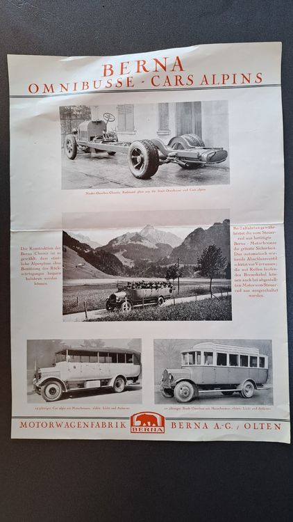 ORIGINAL ALTER Prospekt BERNA OMNIBUS CARS LASTWAGEN (Gebraucht) in ...