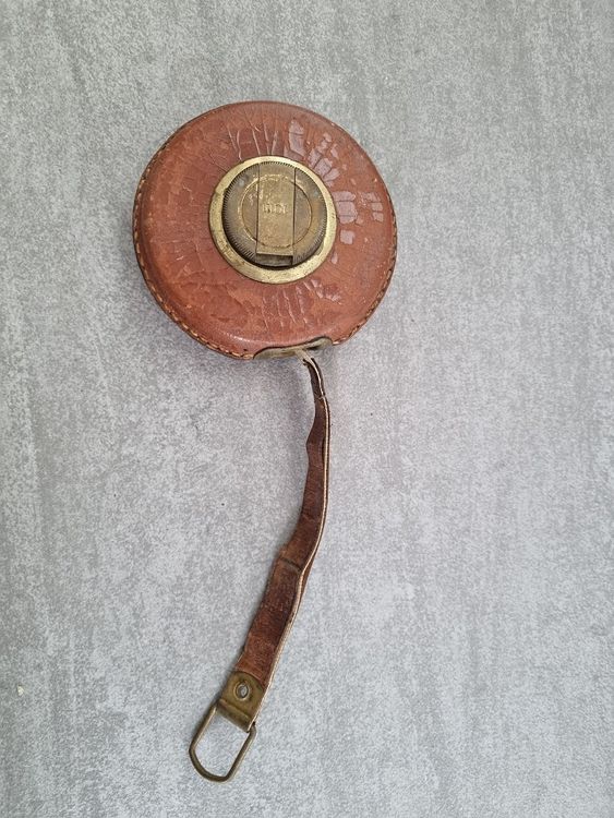 antiker Meter Massband Rollmeter Längenmass in Lederrolle (Gebraucht ...