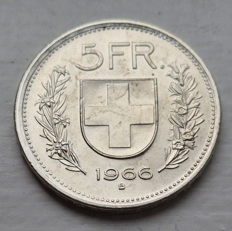 Silbermünze 5 Franken 1966 B (Gebraucht) in Basel für CHF 13 – mit Lieferung auf Ricardo kaufen