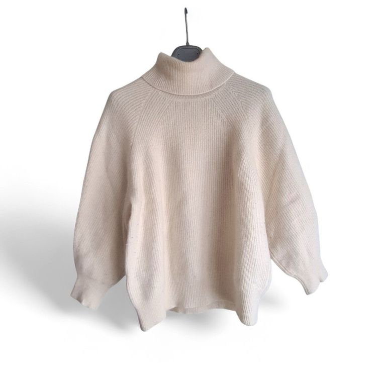 Pull Mango à col roulé 100% Cachemire, blanc cassé, taille M (D ...