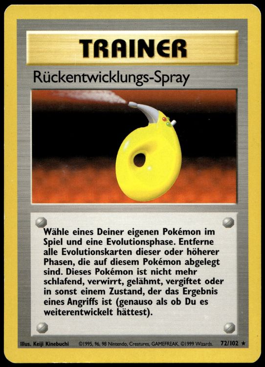 Rückentwicklungs-Spray 72/102 Rare Pokémon Base Set ab 1.- (Neu (gemäss ...