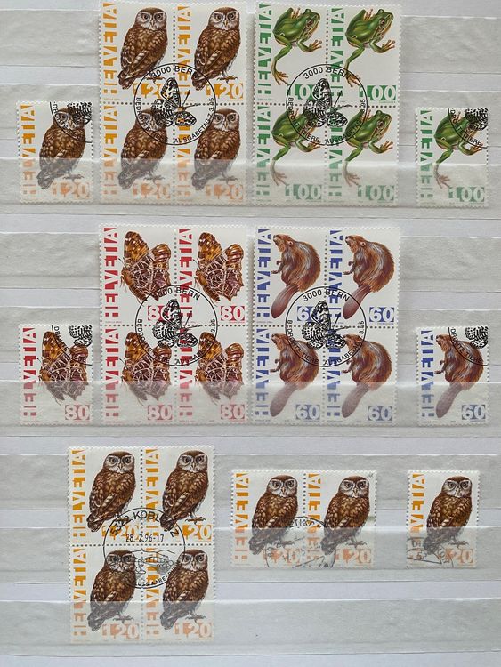 Viererblöcke ET - Einzelmarken - Bedrohte Tiere 07.03.1995 (Gebraucht) in Winterthur für CHF 1 ...