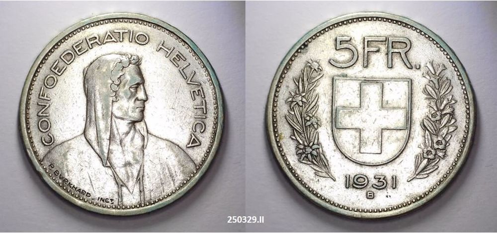 Schweizer Silbermünze 5FR, 1931 (Gebraucht) in Stansstad für CHF 13 – mit Lieferung auf Ricardo ...
