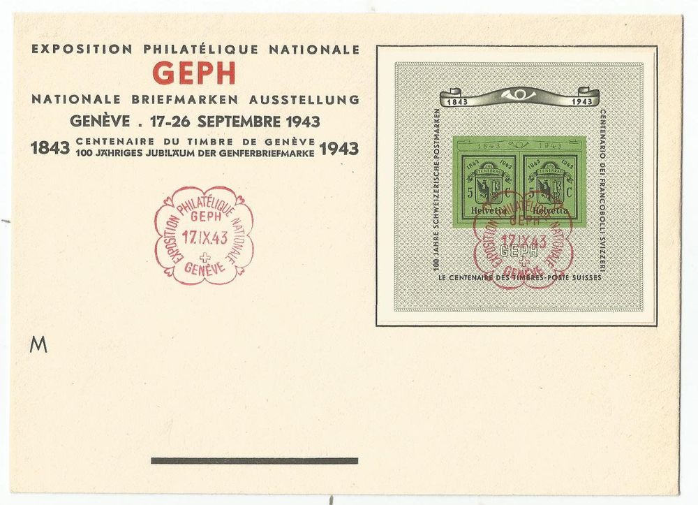 ** GENFER BLOCK W18 AUF UMSCHLAG - JAHR 1943 ** (Gebraucht) in Heimenschwand für CHF 15 – mit ...