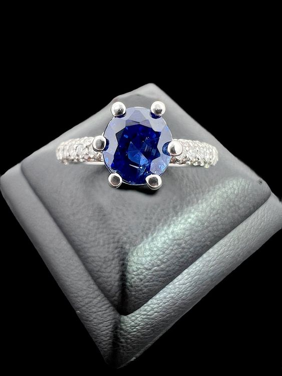Saphir 1.6c, Diamanten 0.45c, Ring 18k WG Grösse 52 *S894 | Kaufen auf Ricardo