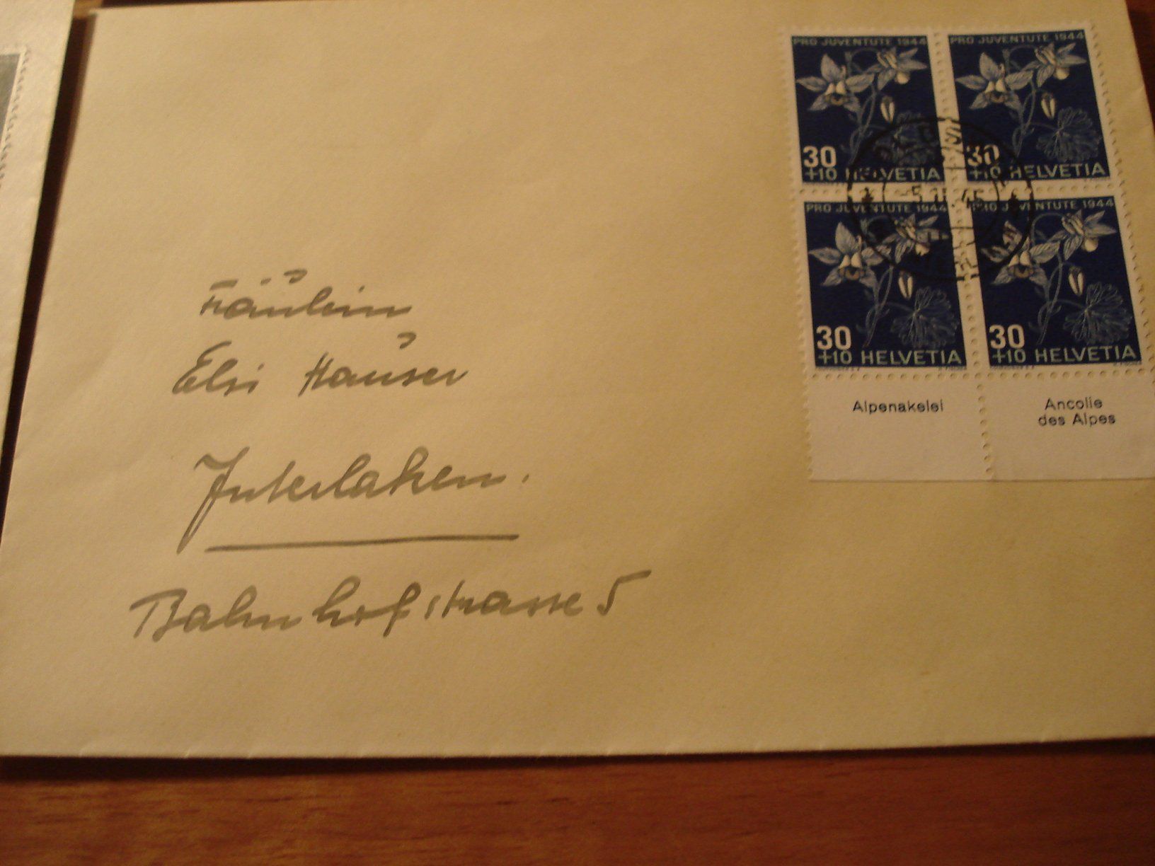 Juventute Briefsatz 1944, 4rerblocks, o Goldswil b Interlake (Gebraucht ...