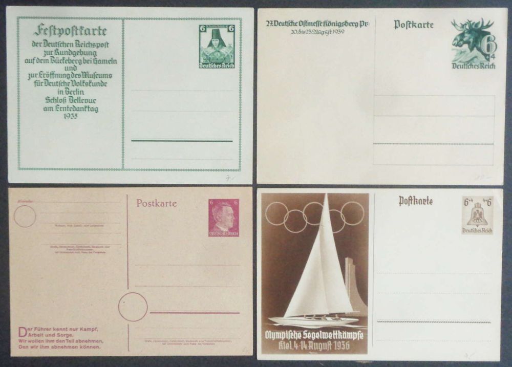 DEUTSCHES REICH 4 Postkarten * aus 1935–1944 (Gebraucht) in Zürich für ...