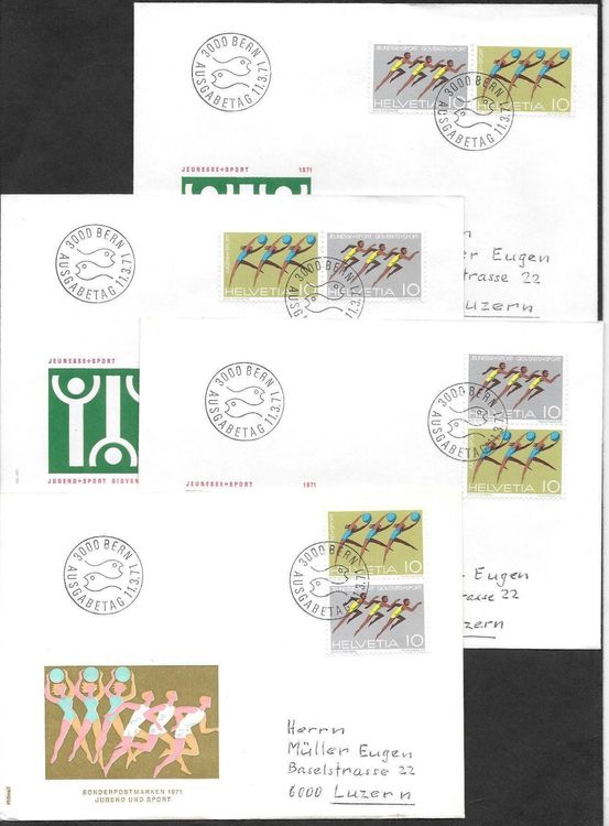 4 FDC Serie Z42 - Z45 Jugend und Sport ET Bern 11.3.1971 | Kaufen auf Ricardo