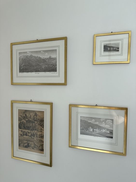 Vintage Framed Swiss Prints - Set of Four - Gold Frames (Gebraucht) in ...
