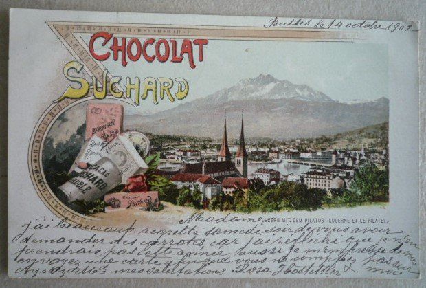 Ancienne carte postale CHOCOLAT SUCHARD (Lucerne) (Gebraucht) in Cortaillod für CHF 3 – mit ...