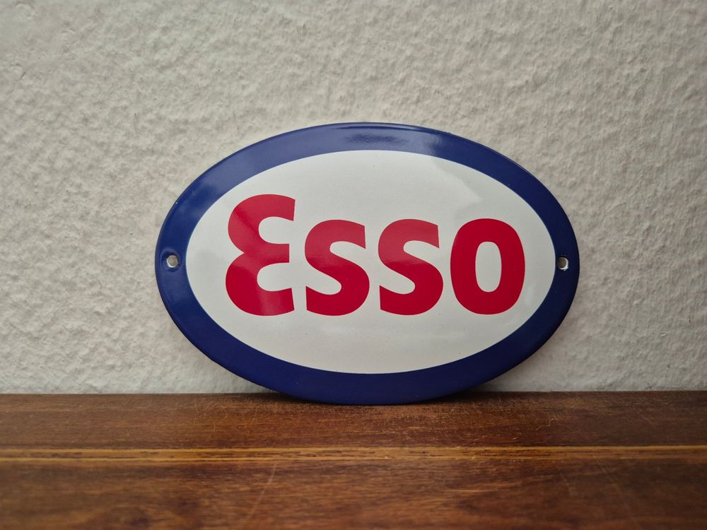 Emailschild Esso Tankstelle Tanksäule Logo Emaille Schild | Kaufen auf ...