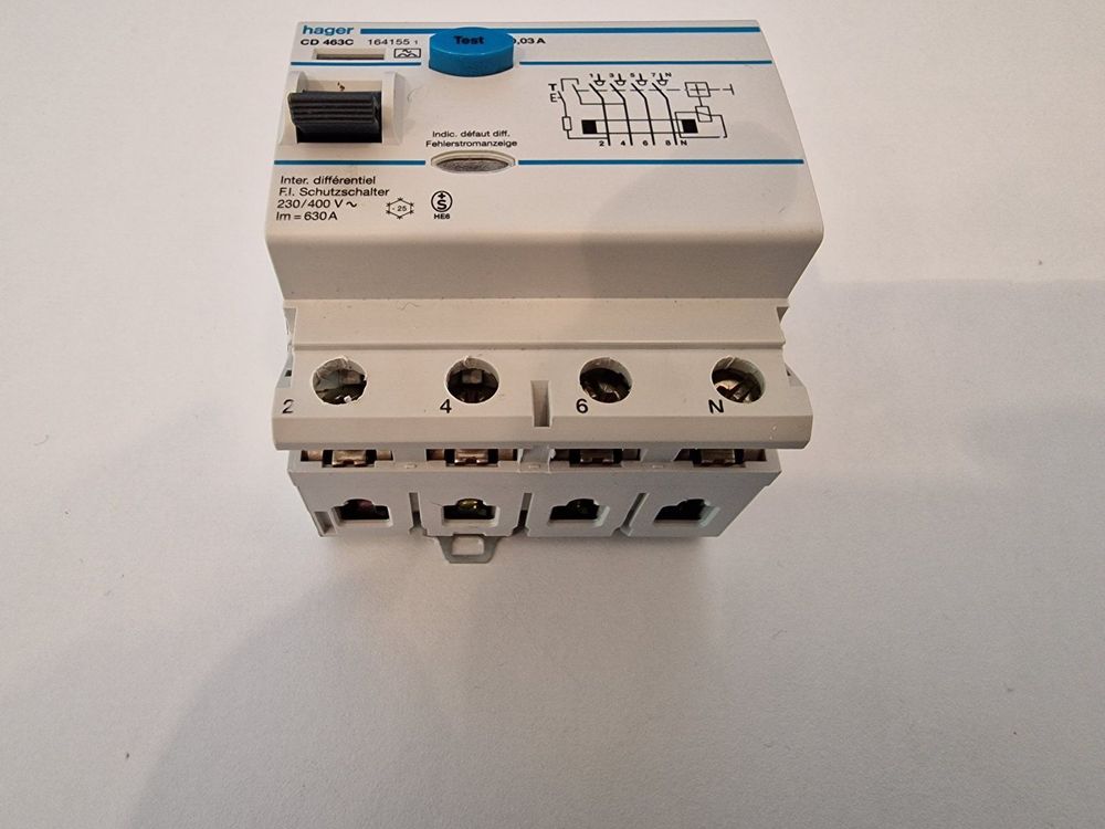 FI Schutzschalter Hager CD 463C, 4P, 63A, 30mA (Gebraucht) in Buchrain ...