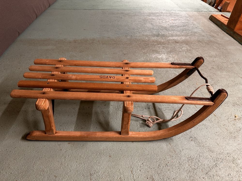 Holzschlitten Davos - Winterspass Retro Vintage Schlitten (Gebraucht ...