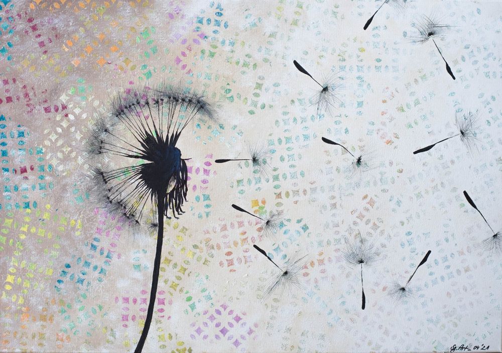 Acrylbild abstrakt natur Pusteblume beige bunt Unikat (Neu und originalverpackt) in Rheinau für ...