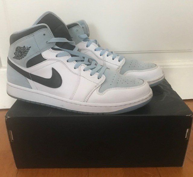 Nike, Air Jordan 1 MID SE, 45 (UK 10) weiss hellblau (Gebraucht) in ...