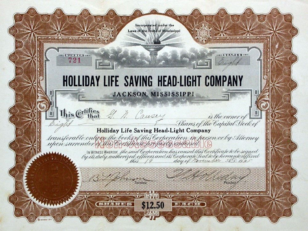 Holliday Life Saving Head-Light Company, Jackson - 1925 | Kaufen auf ...